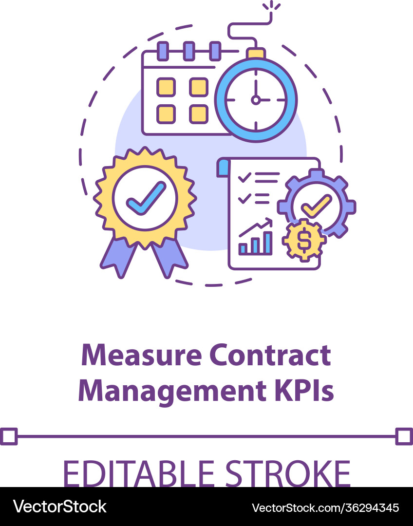 Measure contract management kpis concept icon Vector Image