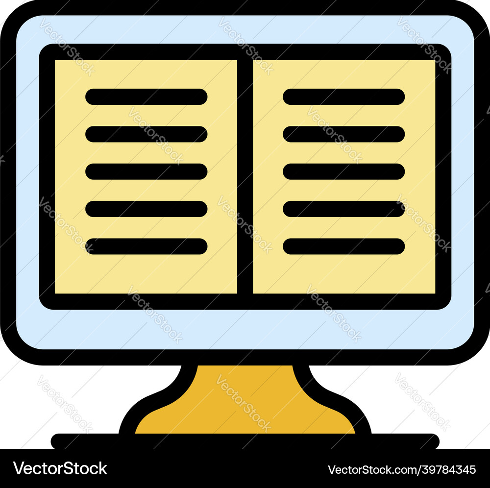 Open book on screen icon color outline Royalty Free Vector