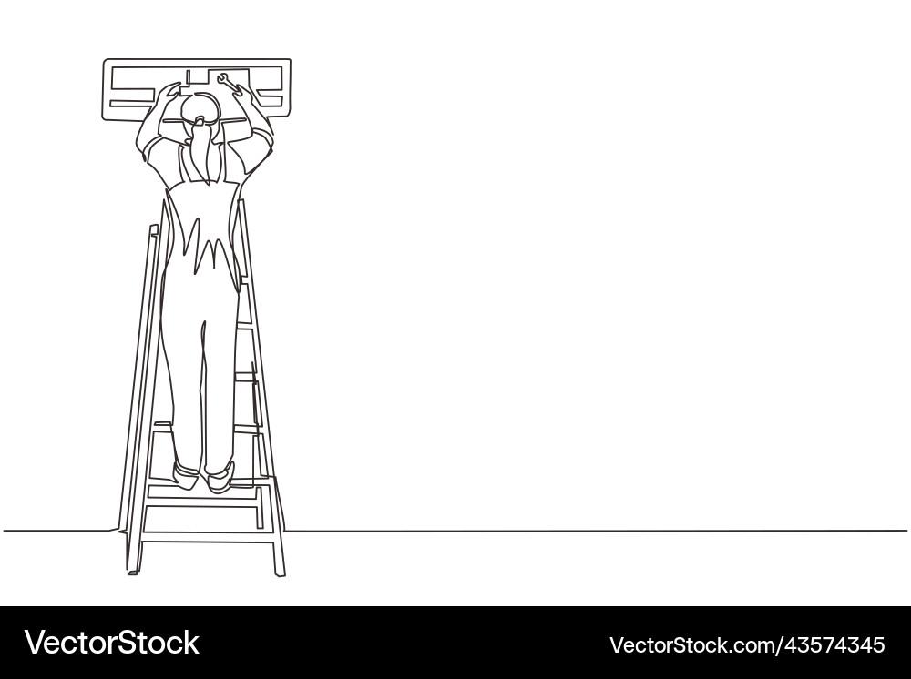 Single one line drawing air conditioning repair Vector Image