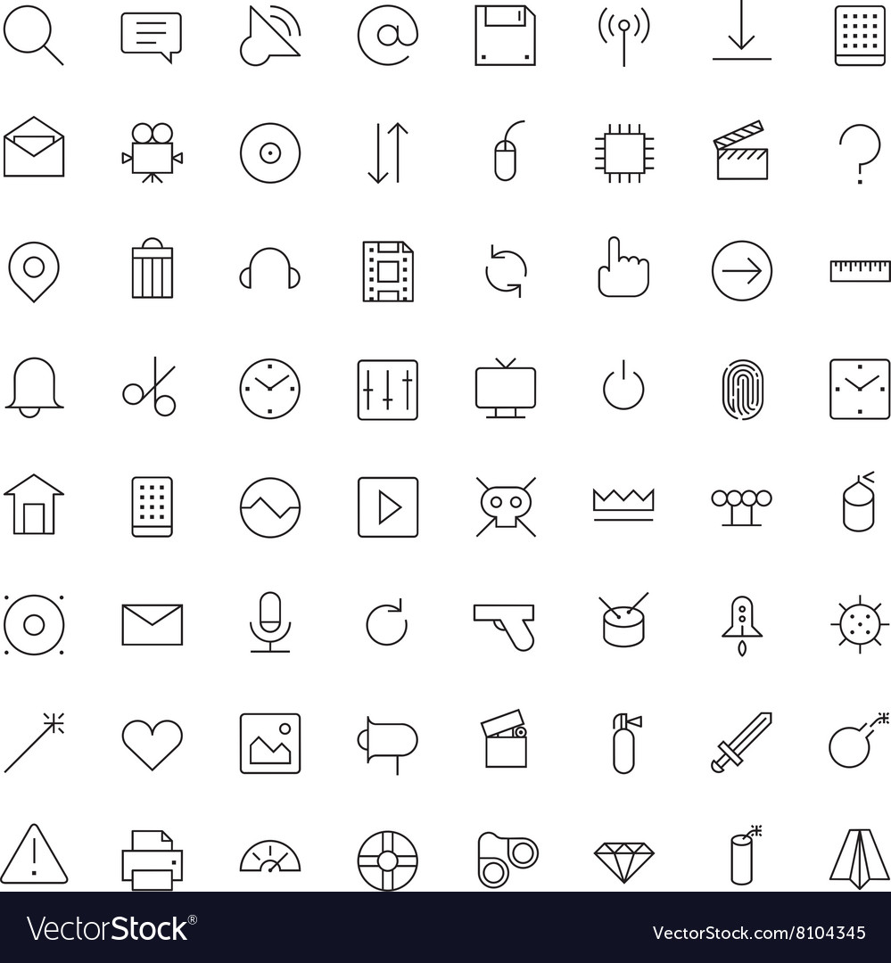Thin Line Icons For User Interface Royalty Free Vector Image