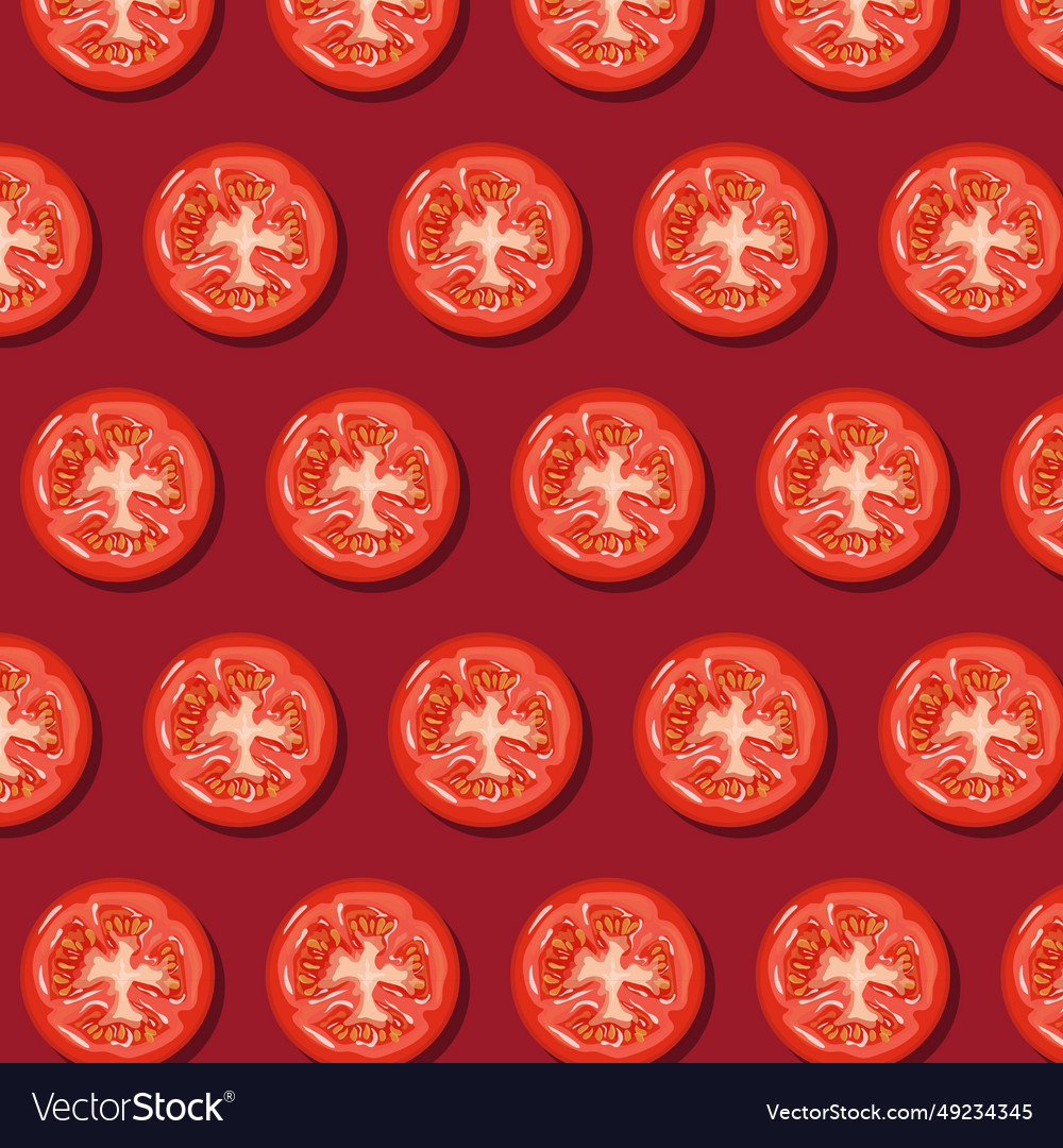 Tomato slice pattern Royalty Free Vector Image