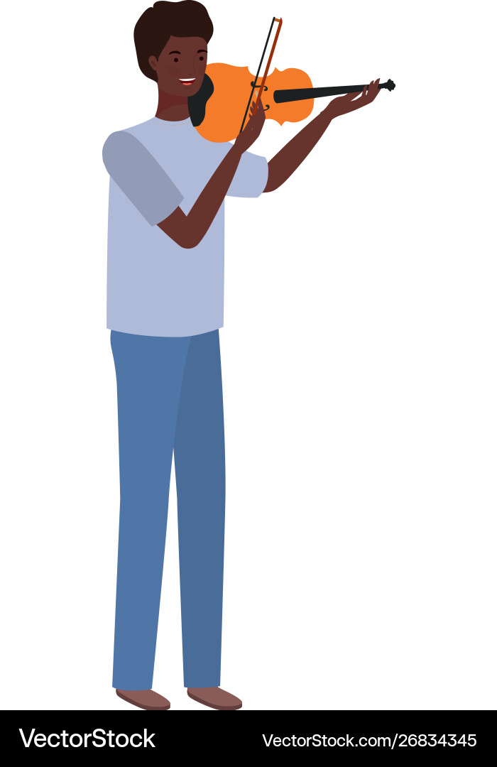 Young man with fiddle on white background Vector Image