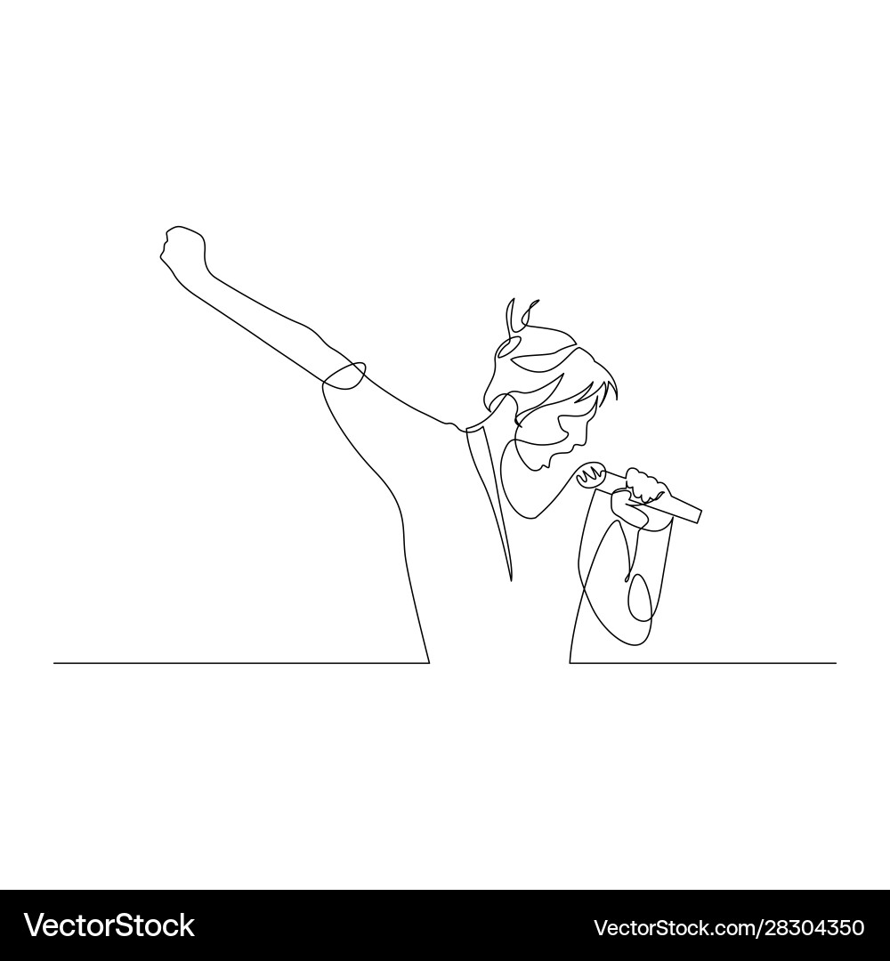 Continuous one line woman with a microphone Vector Image