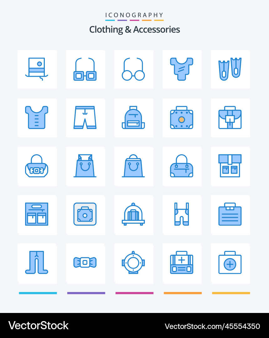 Creative clothing accessories 25 blue icon pack Vector Image