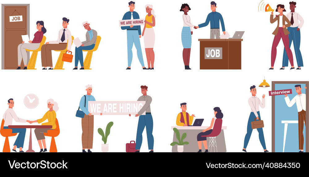 Hiring and recruitment process job interview Vector Image