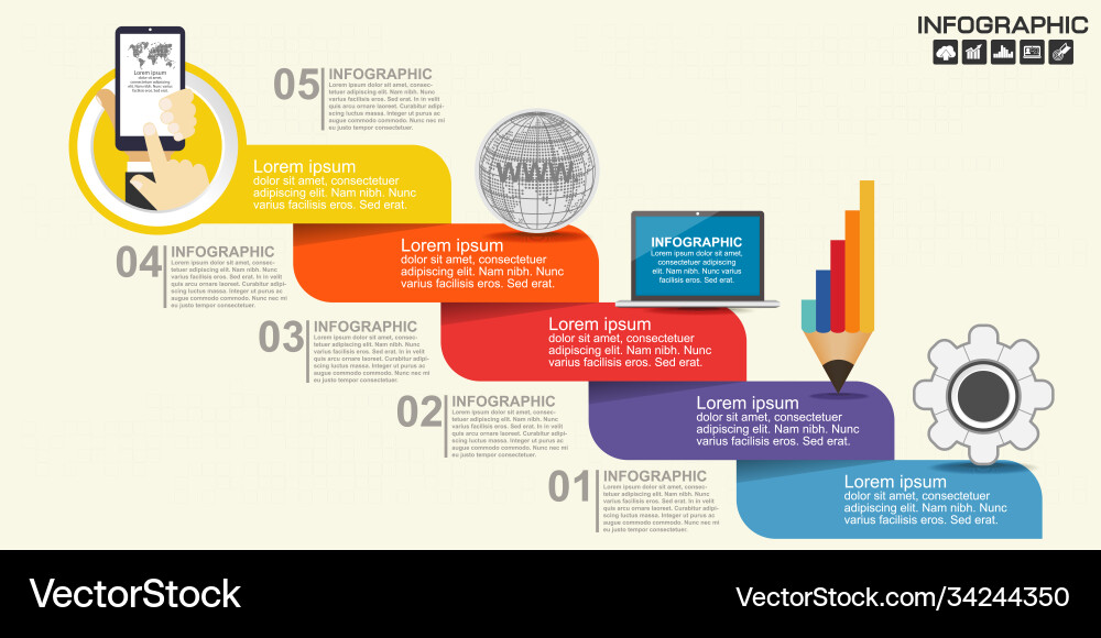 Infographic stairs steps can be used for workflow Vector Image