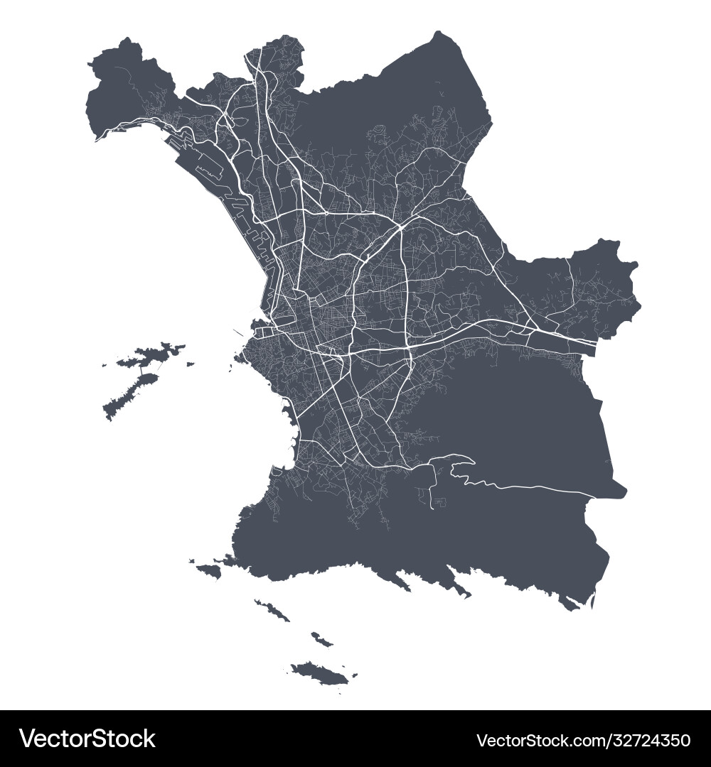 Marseille map detailed map city Royalty Free Vector Image