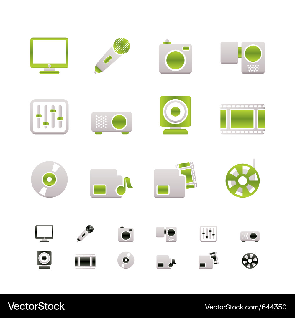 Media equipment icons Royalty Free Vector Image