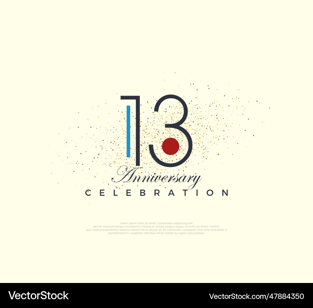 Modern and simple number design for 13th Vector Image