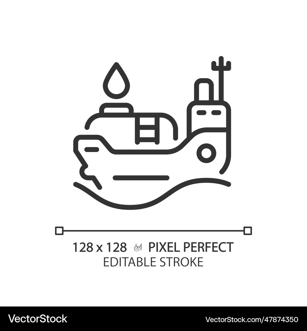 Oil tanker ship linear icon Royalty Free Vector Image