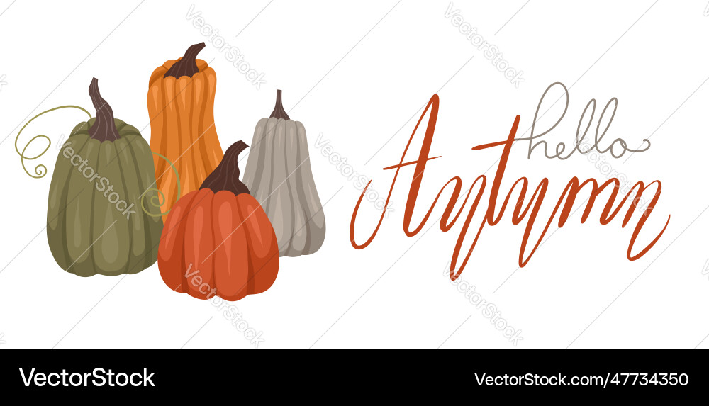 Quote hello autumn horizontal card Royalty Free Vector Image