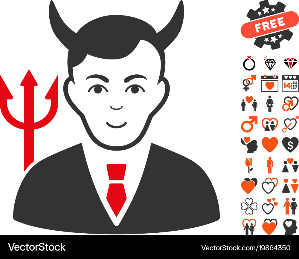 Satan icon with love bonus Royalty Free Vector Image