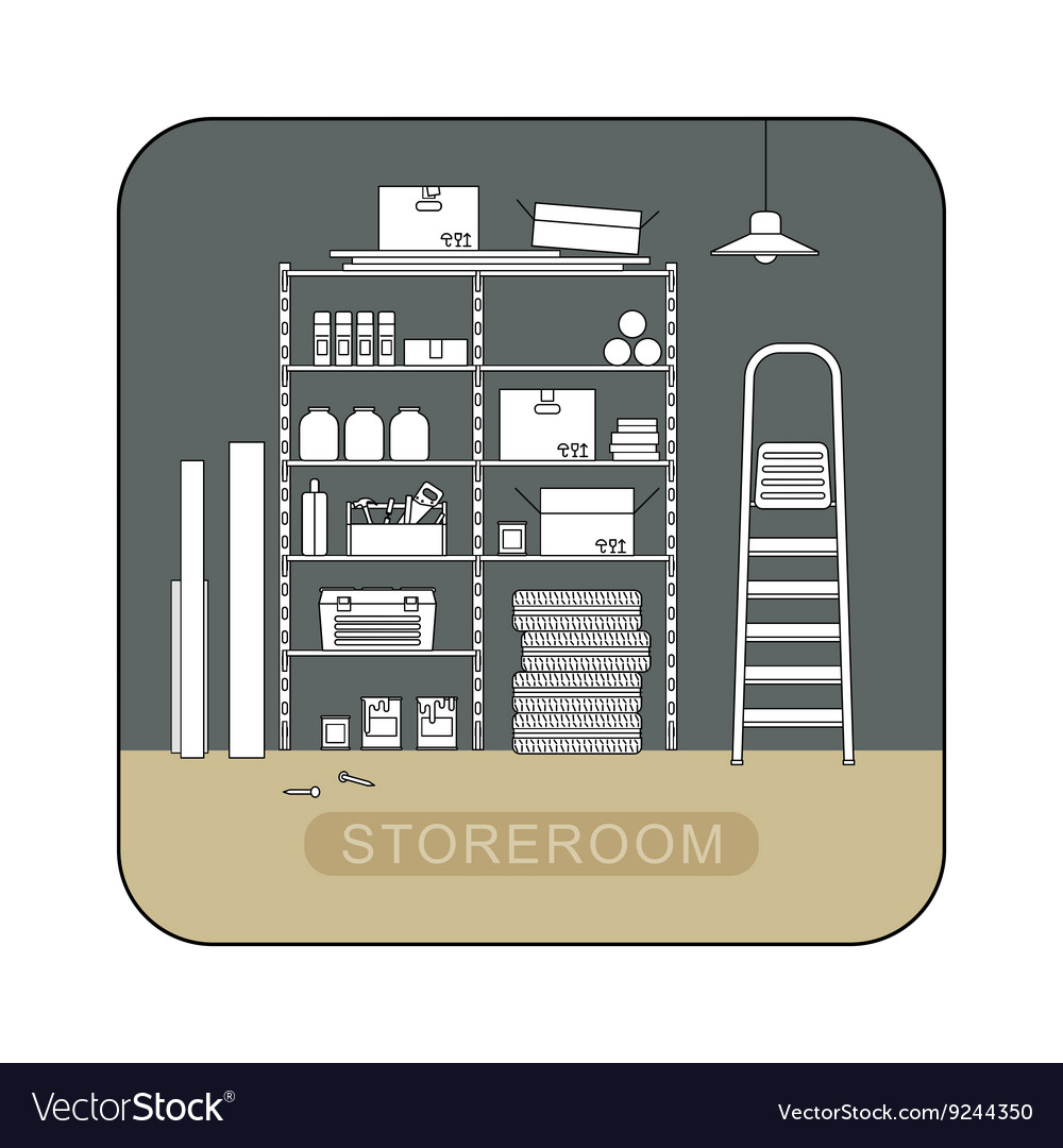 Storeroom interior with metal storage Royalty Free Vector