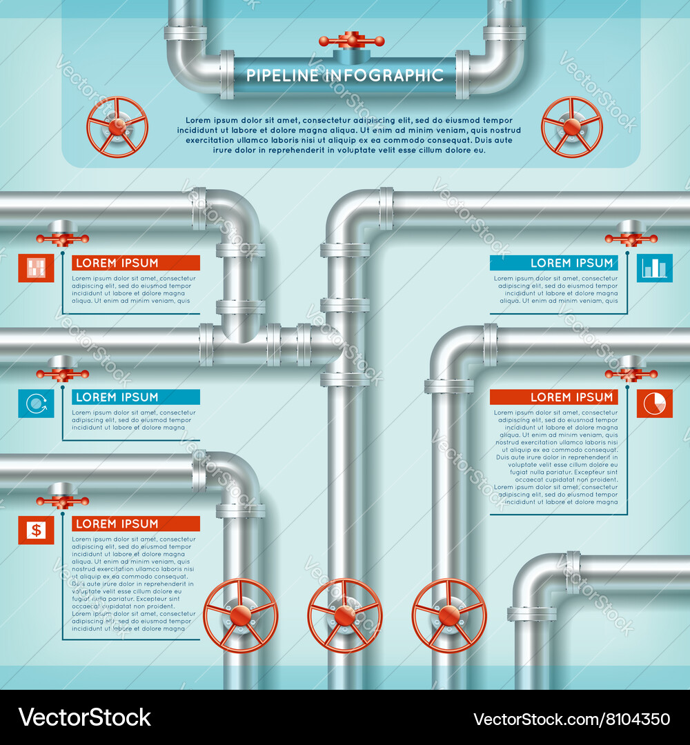 Water pipe business infographic Royalty Free Vector Image