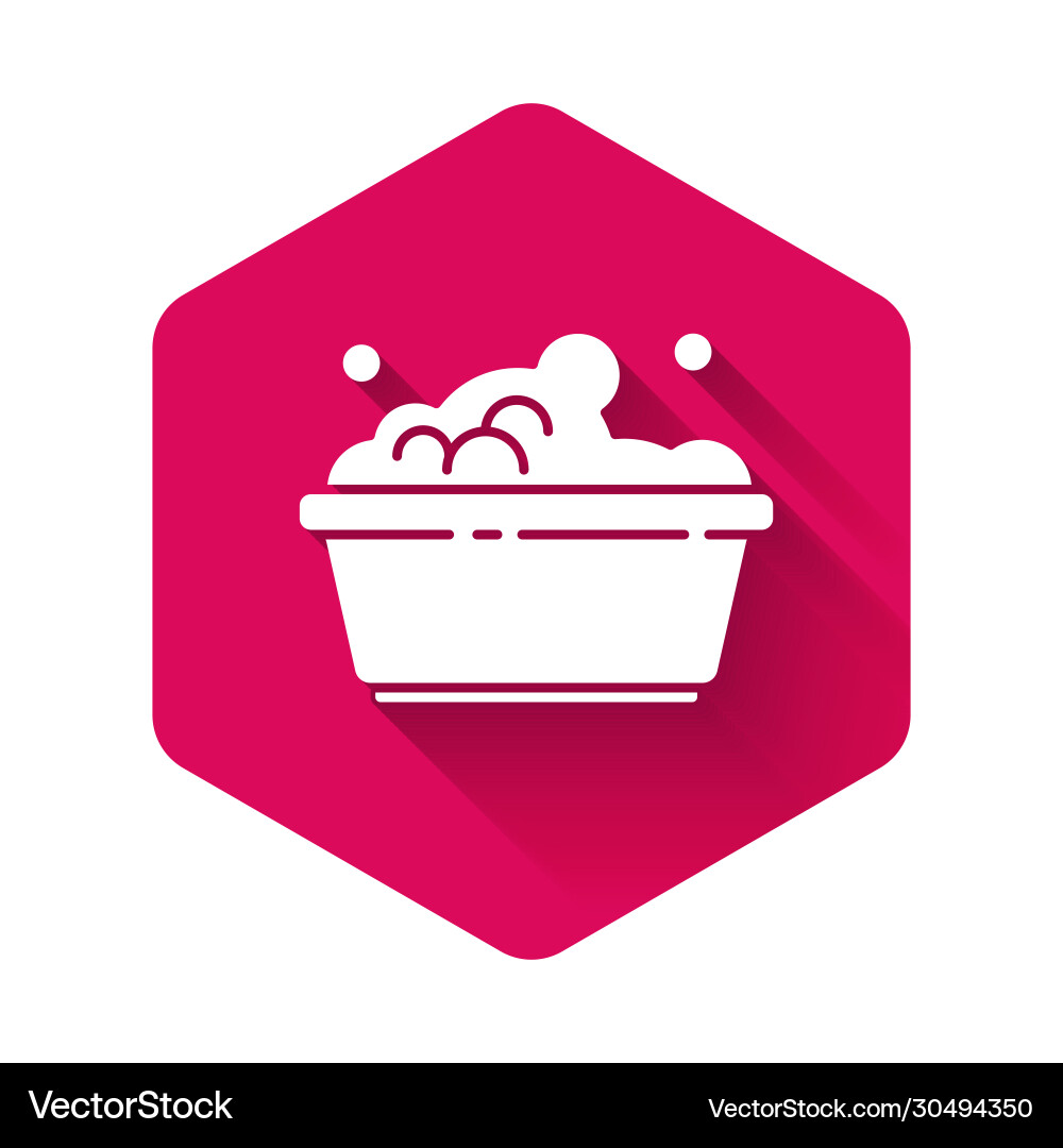 White plastic basin with soap suds icon isolated Vector Image