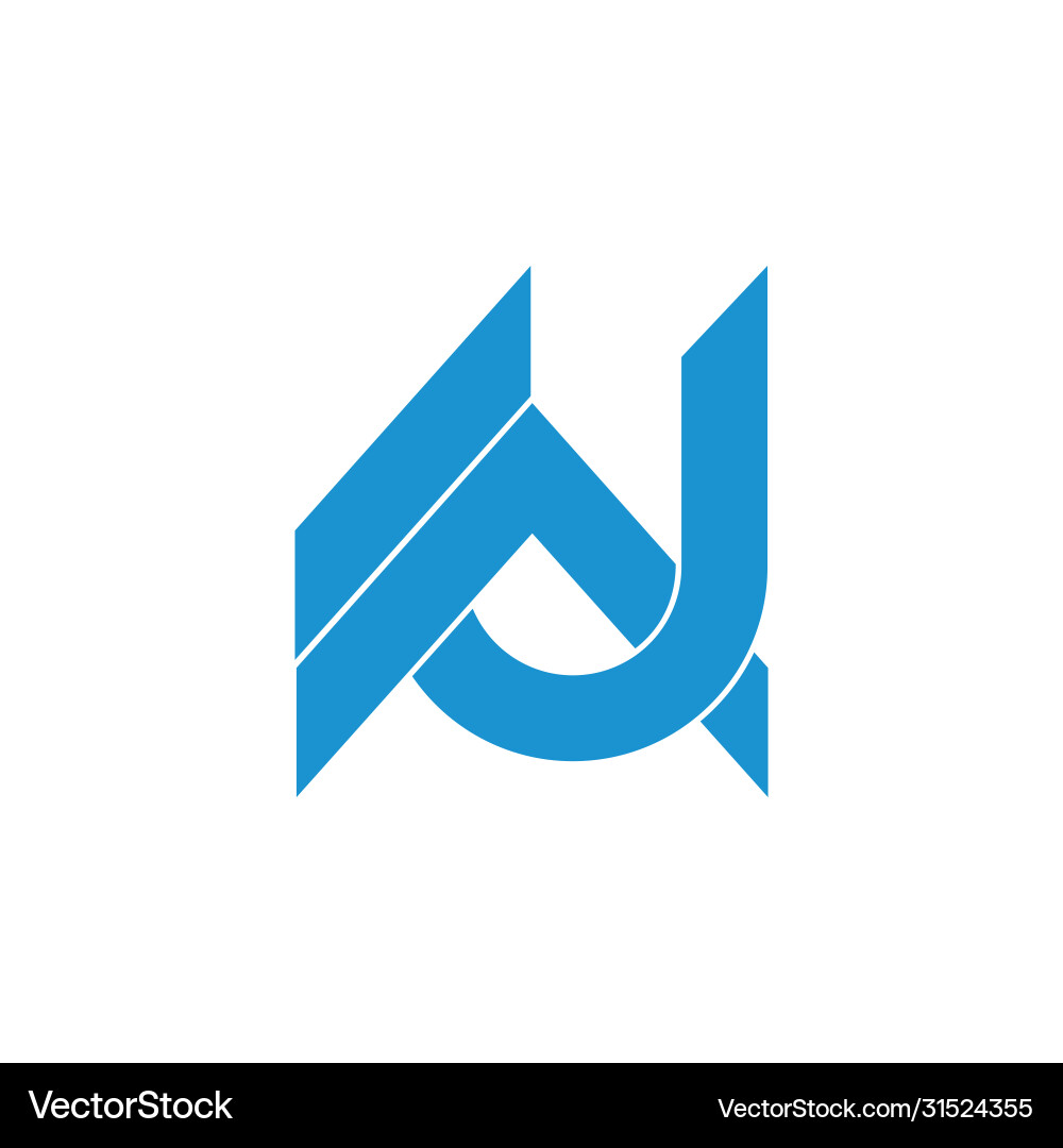 Abstract letter wj geometric line logo Royalty Free Vector