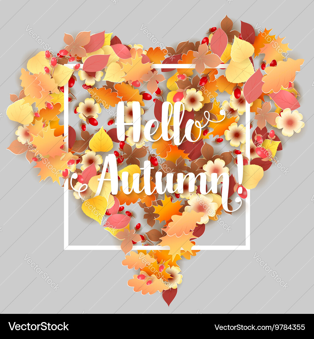 Autumn frame in shape of heart Royalty Free Vector Image