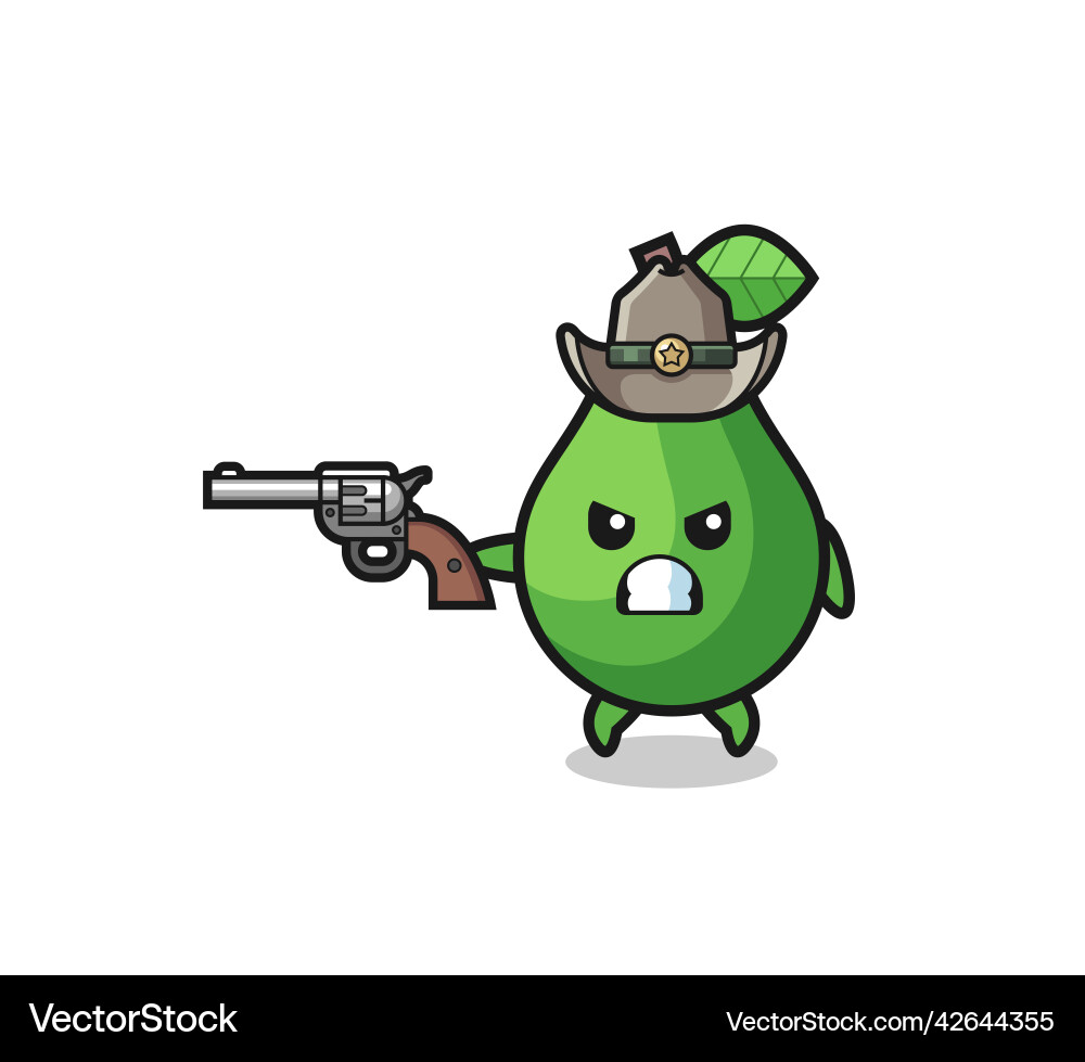 Avocado cowboy shooting with a gun Royalty Free Vector Image