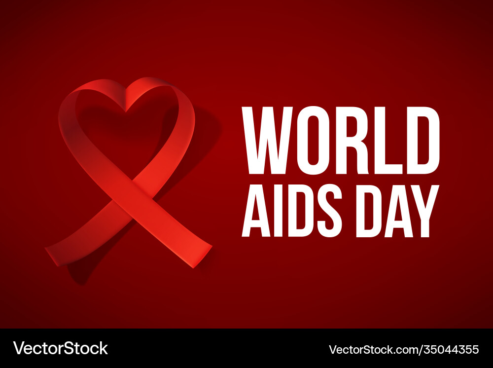 Banner with realistic red ribbon poster Royalty Free Vector