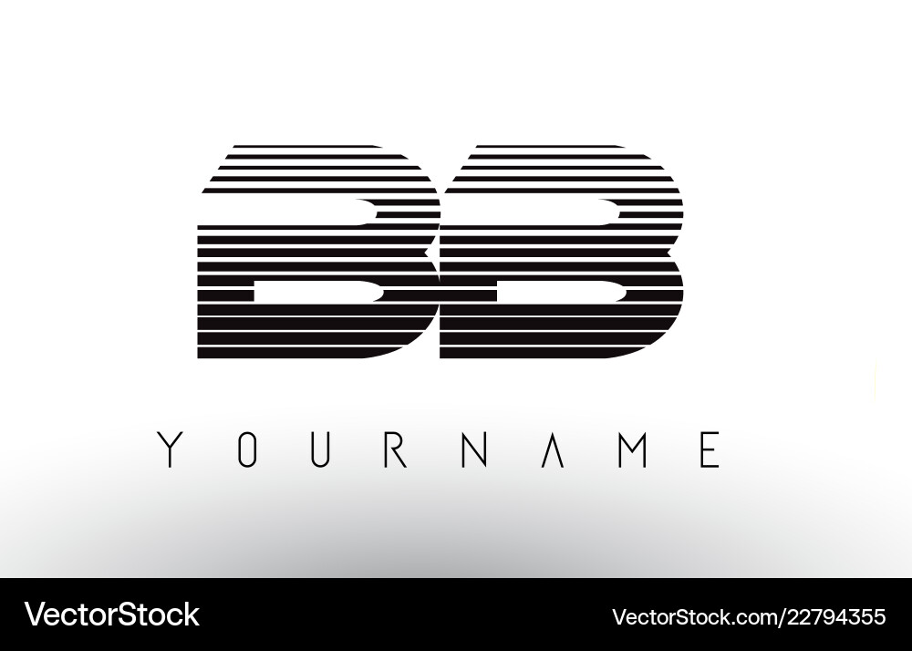 Bb black and white horizontal stripes letter logo Vector Image