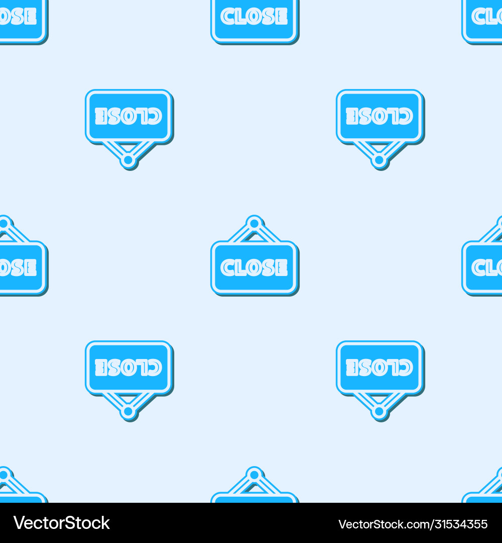 Blue line hanging sign with text closed icon Vector Image