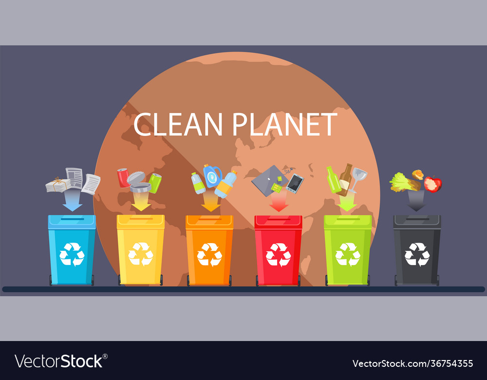Containers for different types waste Royalty Free Vector Containers for different types waste Royalty Free Vector