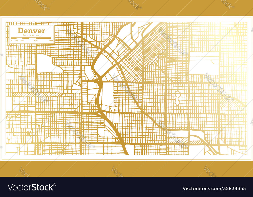 Denver usa city map in retro style in golden Vector Image