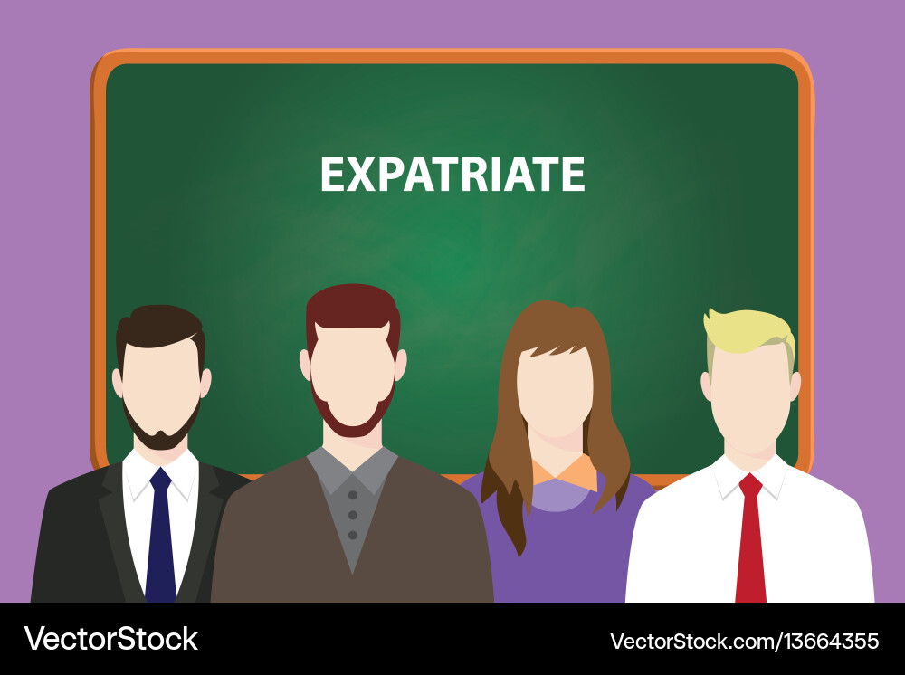 Expatriate white text on green chalk board Vector Image