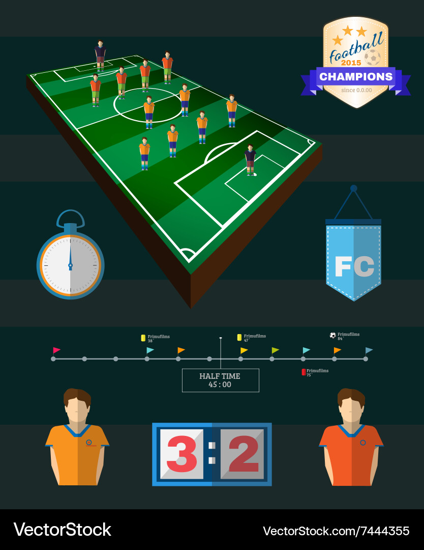 Football Stadium Playfield Side View Royalty Free Vector