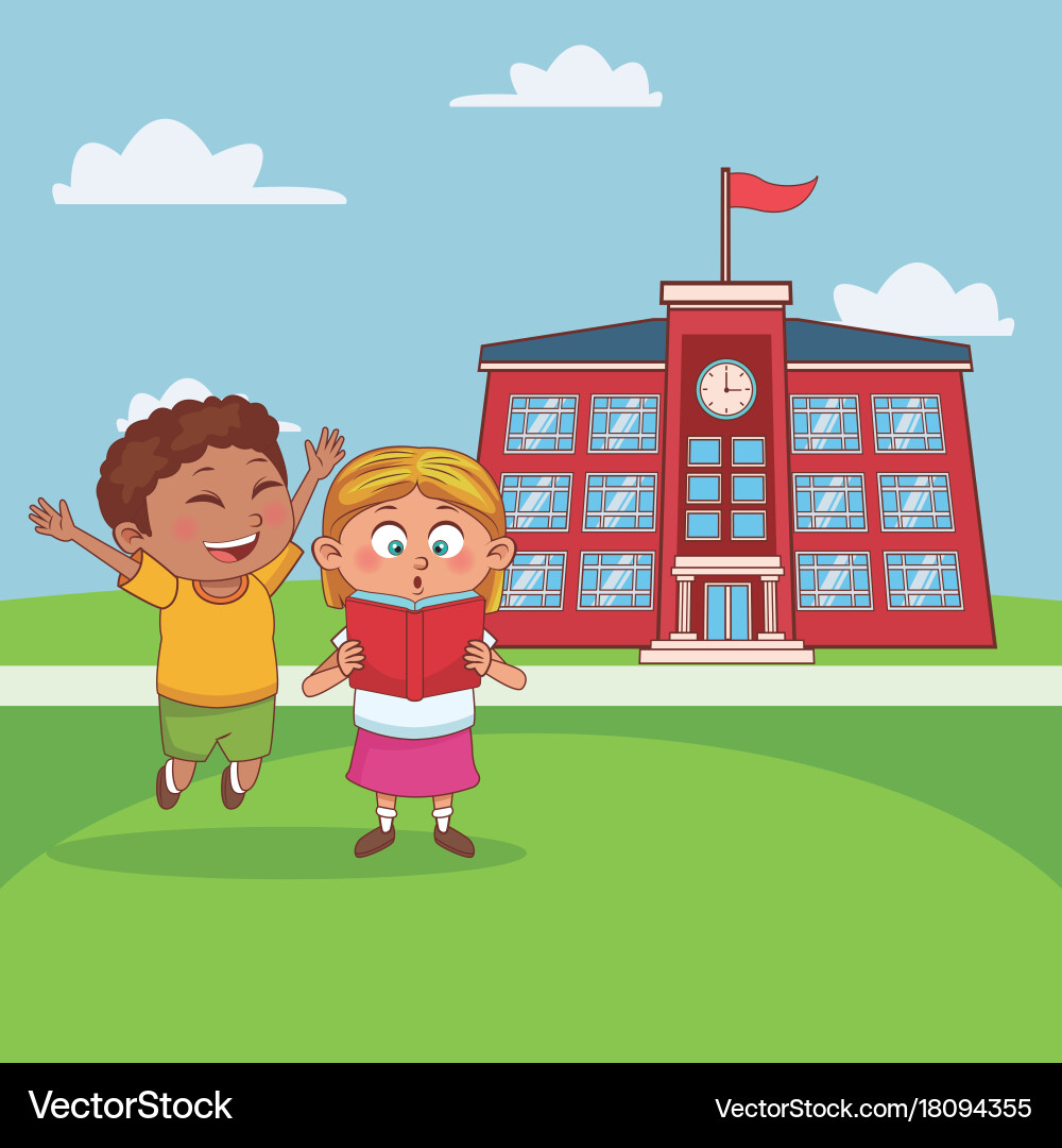 Kids in school cartoon Royalty Free Vector Image