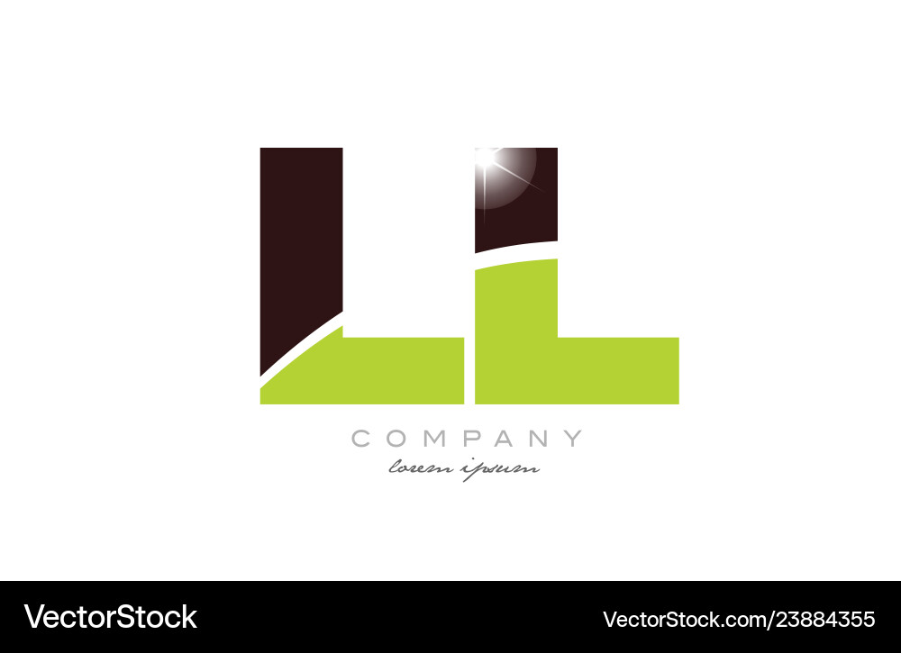 Letter ll l alphabet combination in green Vector Image