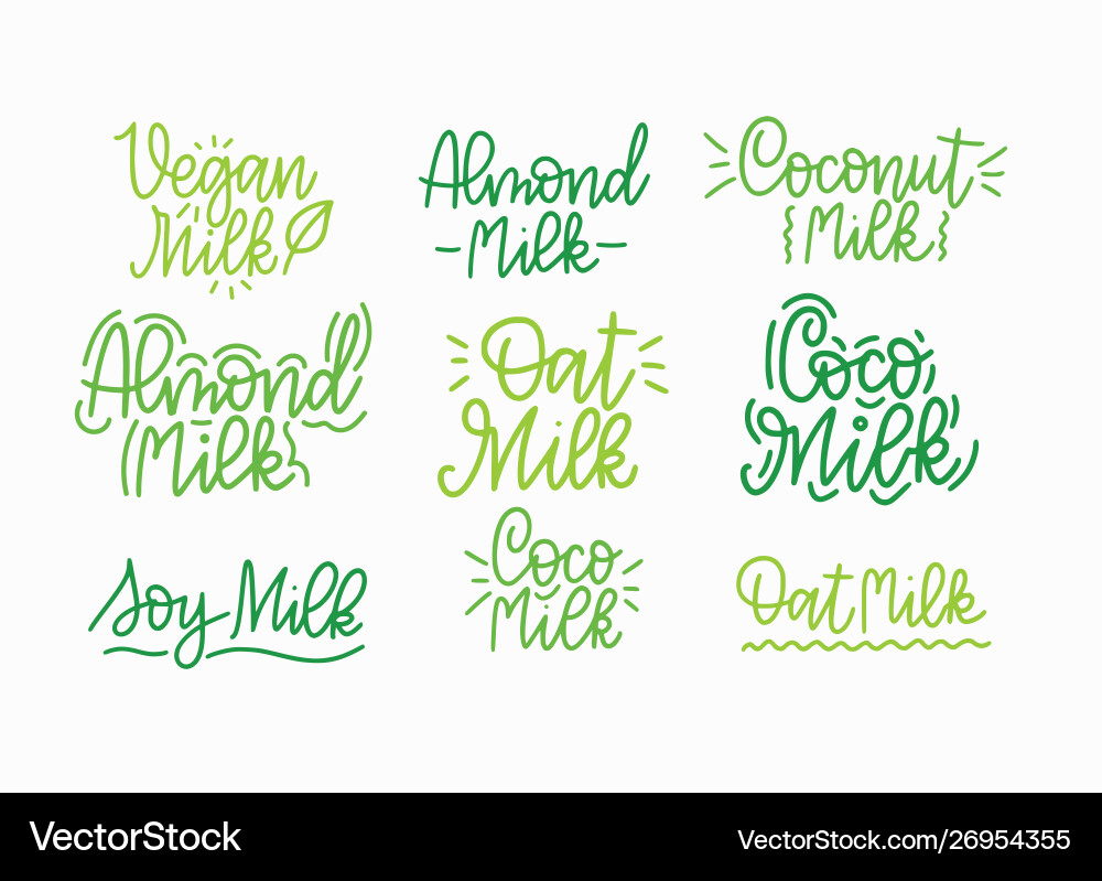 Non-dairy plant based vegan milk alternative Vector Image