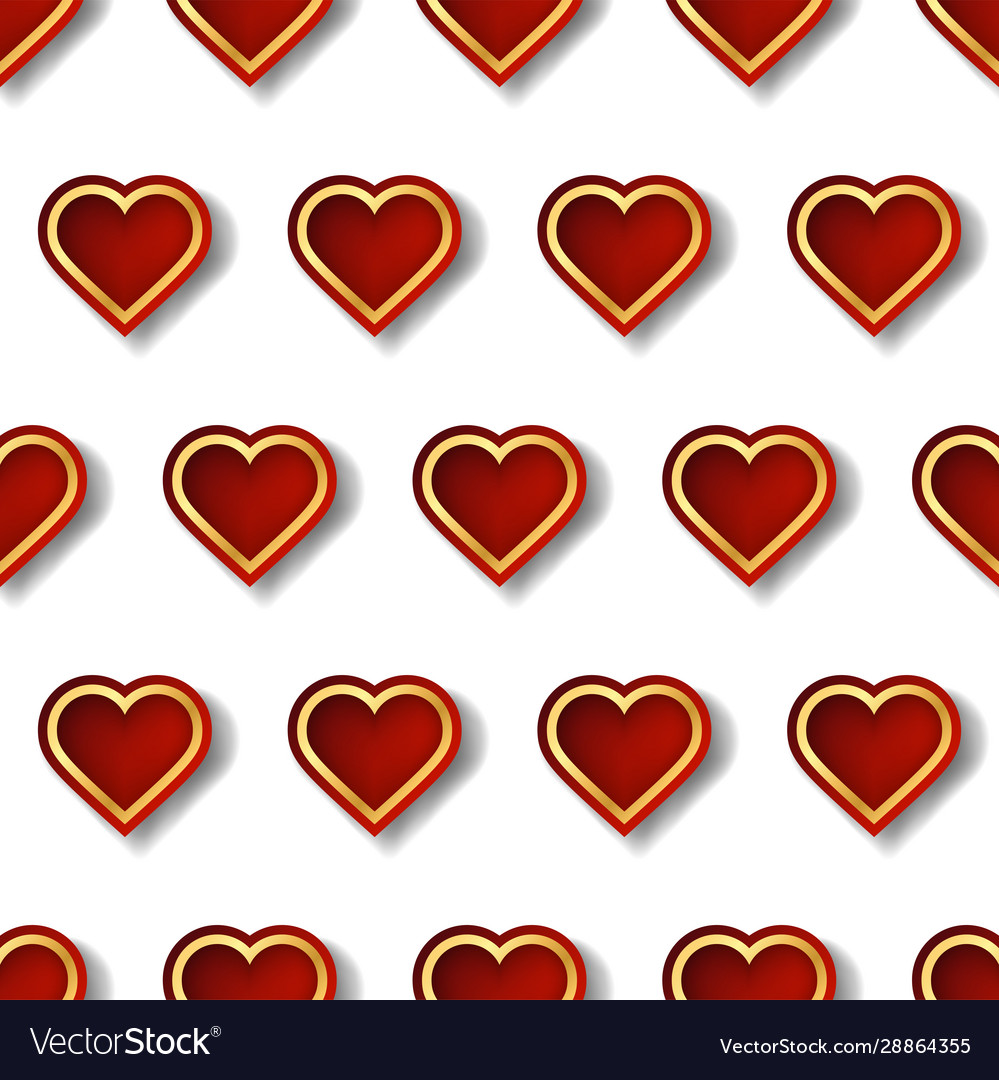Red and gold heart seamless pattern with creative Vector Image