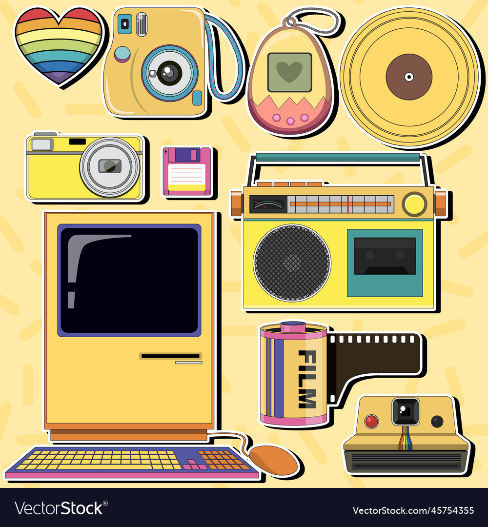 Retro objects and elements set Royalty Free Vector Image