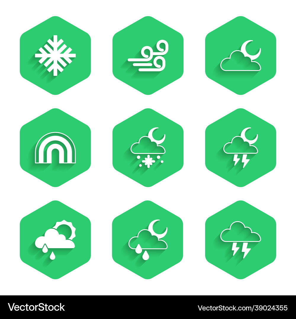 Set cloud with snow and sun rain moon storm Vector Image