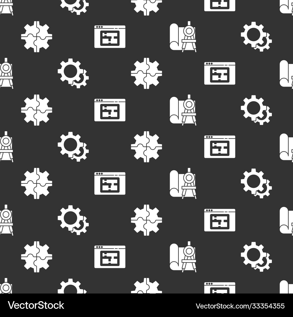 Set graphing paper and compass gear gear Vector Image