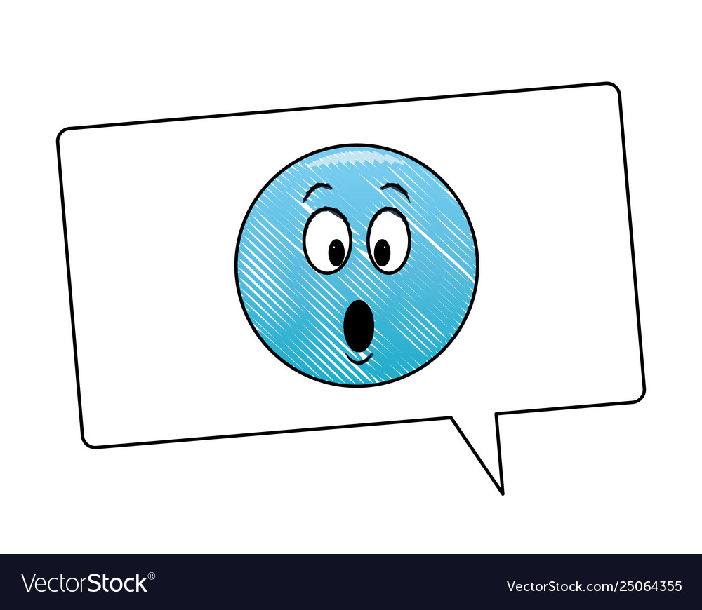 Surprised emoticon inside bubble scribble Vector Image