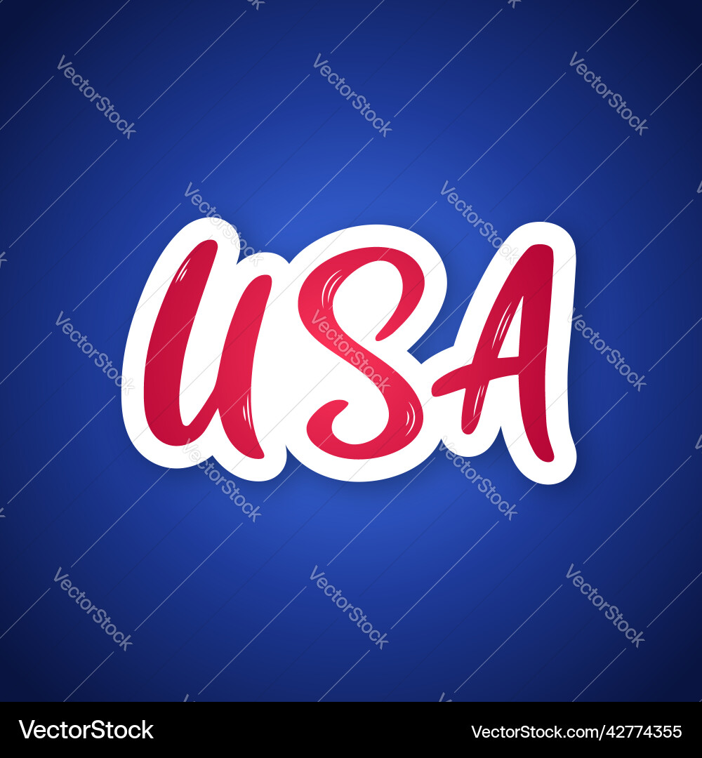 Usa - hand drawn lettering phrase sticker Vector Image