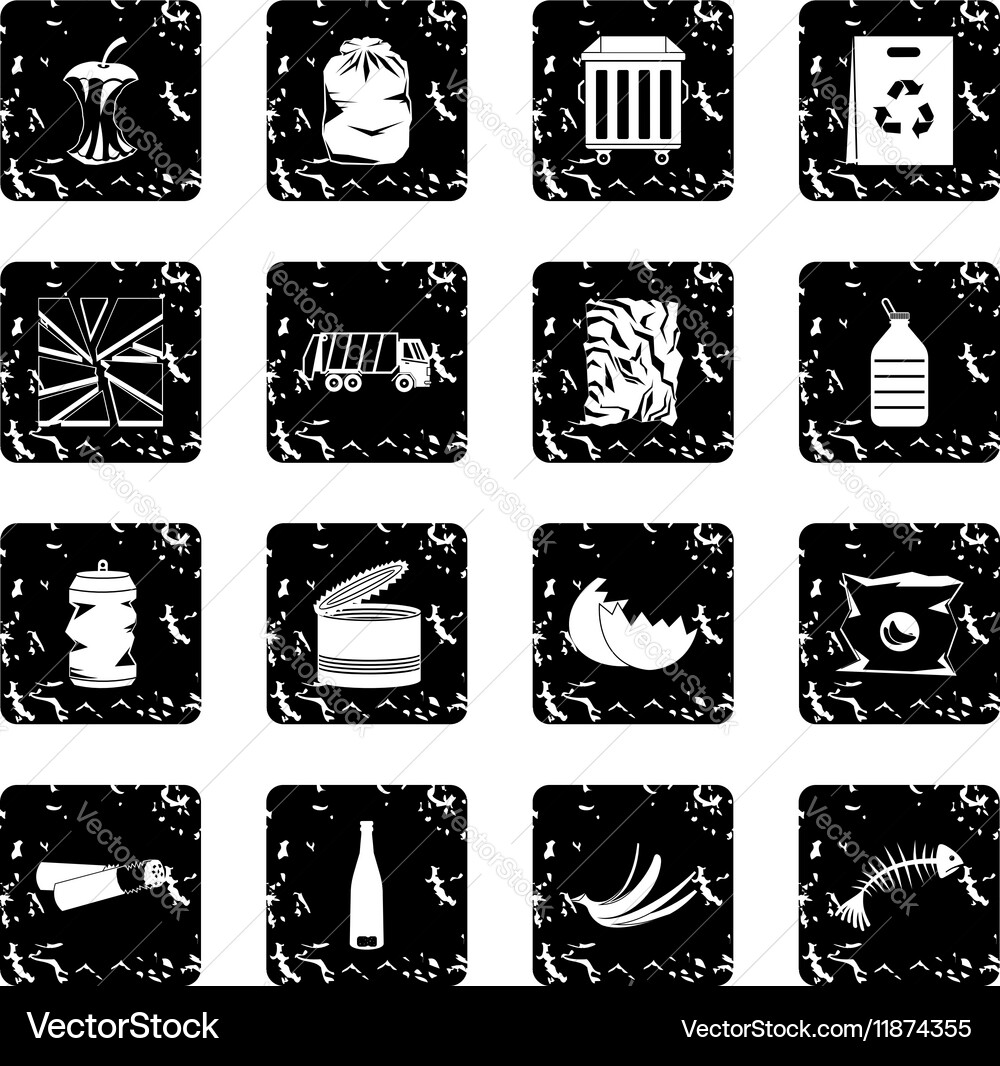 Waste and garbage set icons grunge style Vector Image