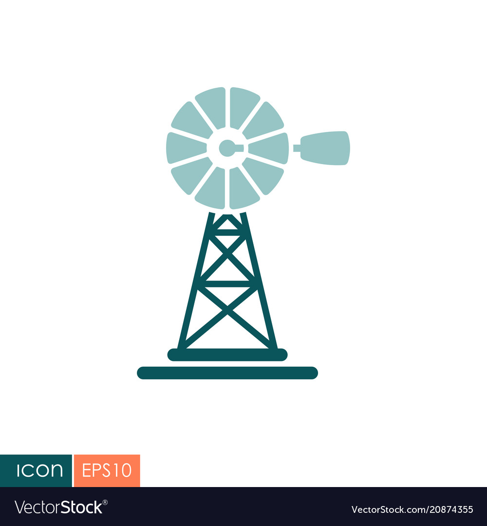 Wind pump flat icon Royalty Free Vector Image - VectorStock
