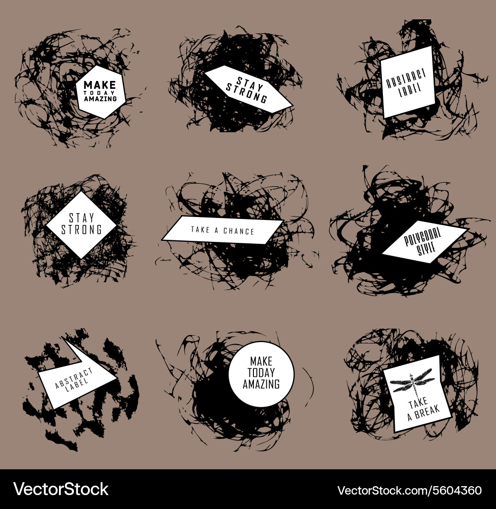 Abstract set of blobs splash labels Royalty Free Vector