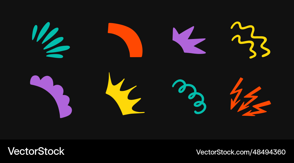 Doodle radial abstract stickers hand drawn round Vector Image