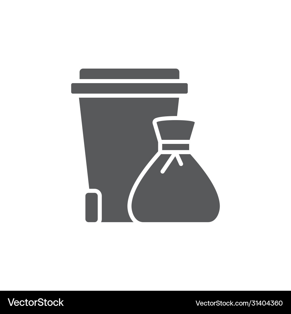Garbage trash bin and bag icon symbol isolated Vector Image