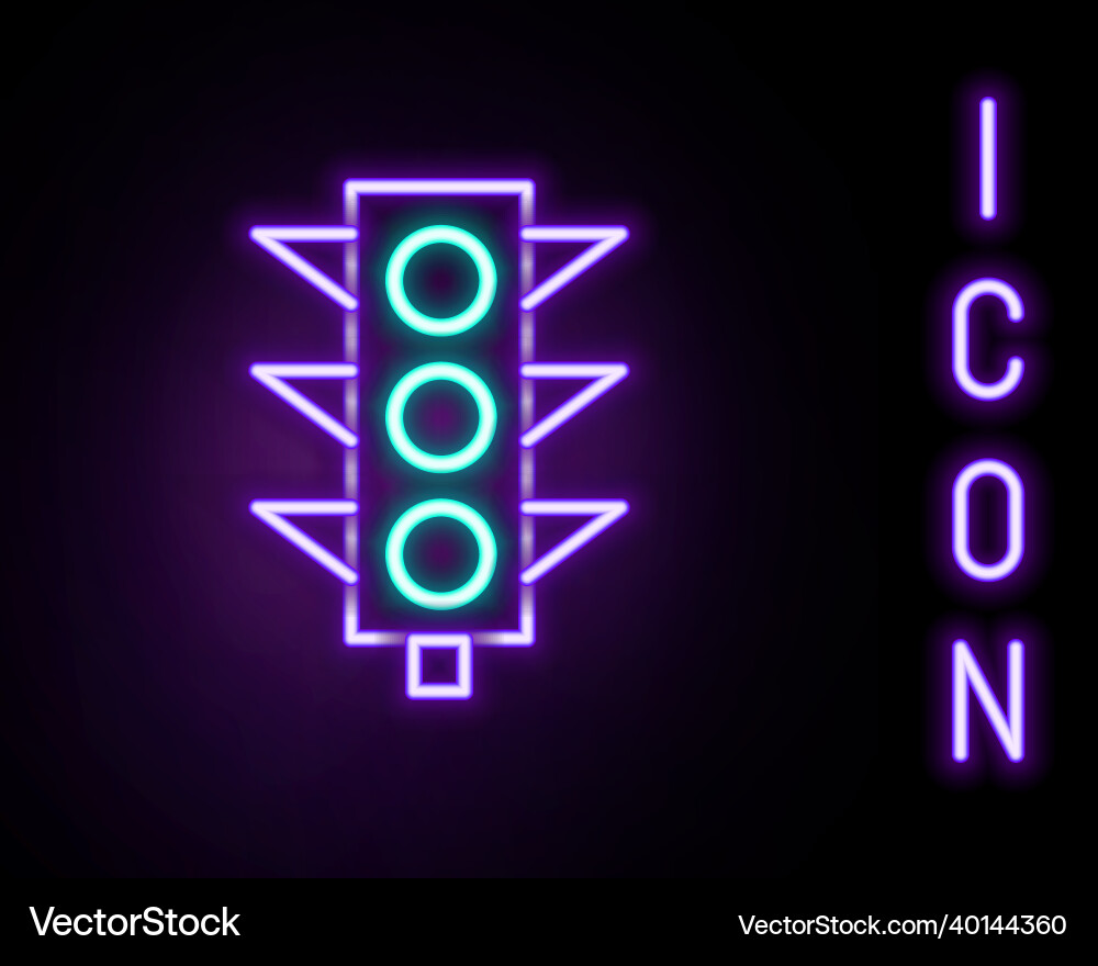 Glowing neon line traffic light icon isolated Vector Image