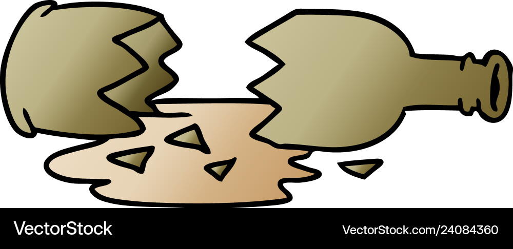 Gradient cartoon doodle of a broken bottle Vector Image