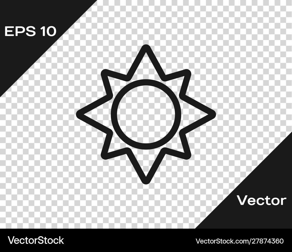 Grey sun icon isolated on transparent background Vector Image