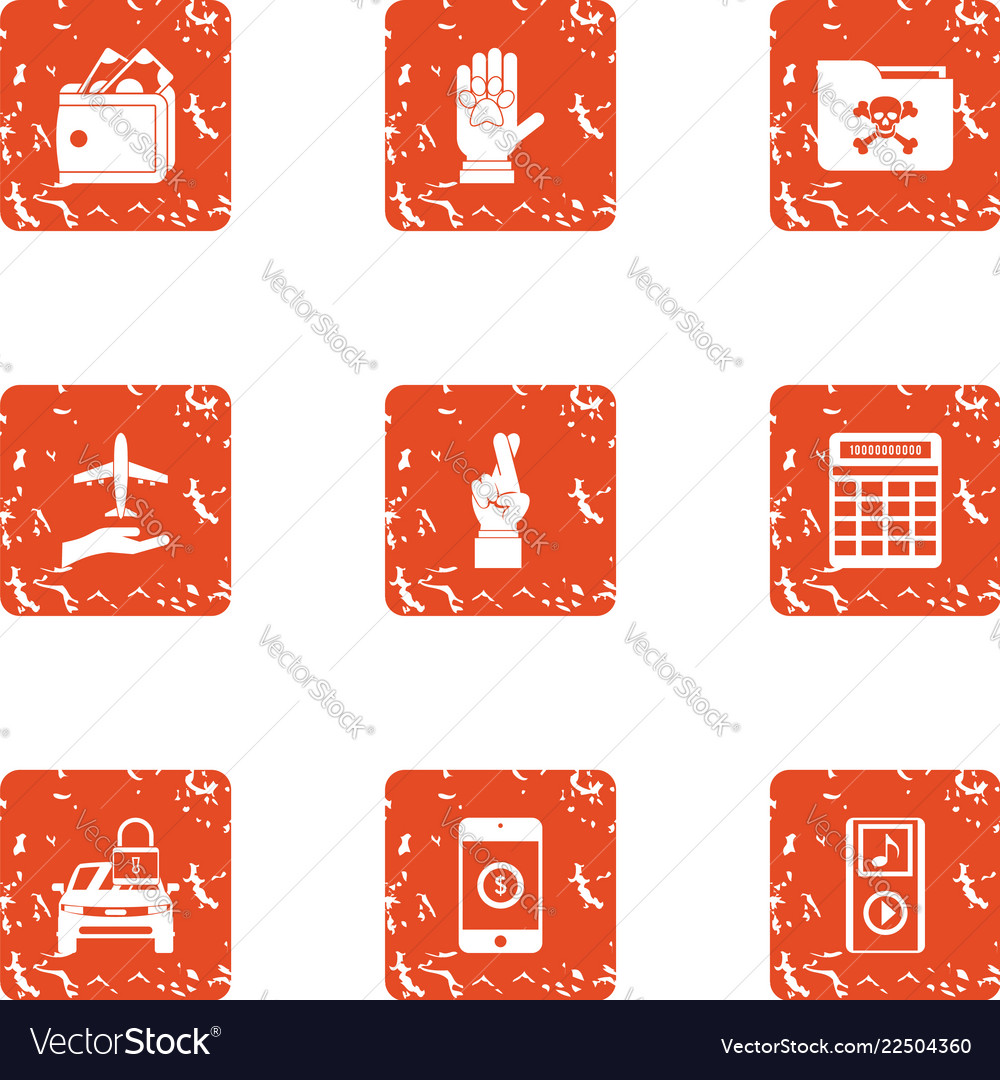 Hack icons set grunge style Royalty Free Vector Image