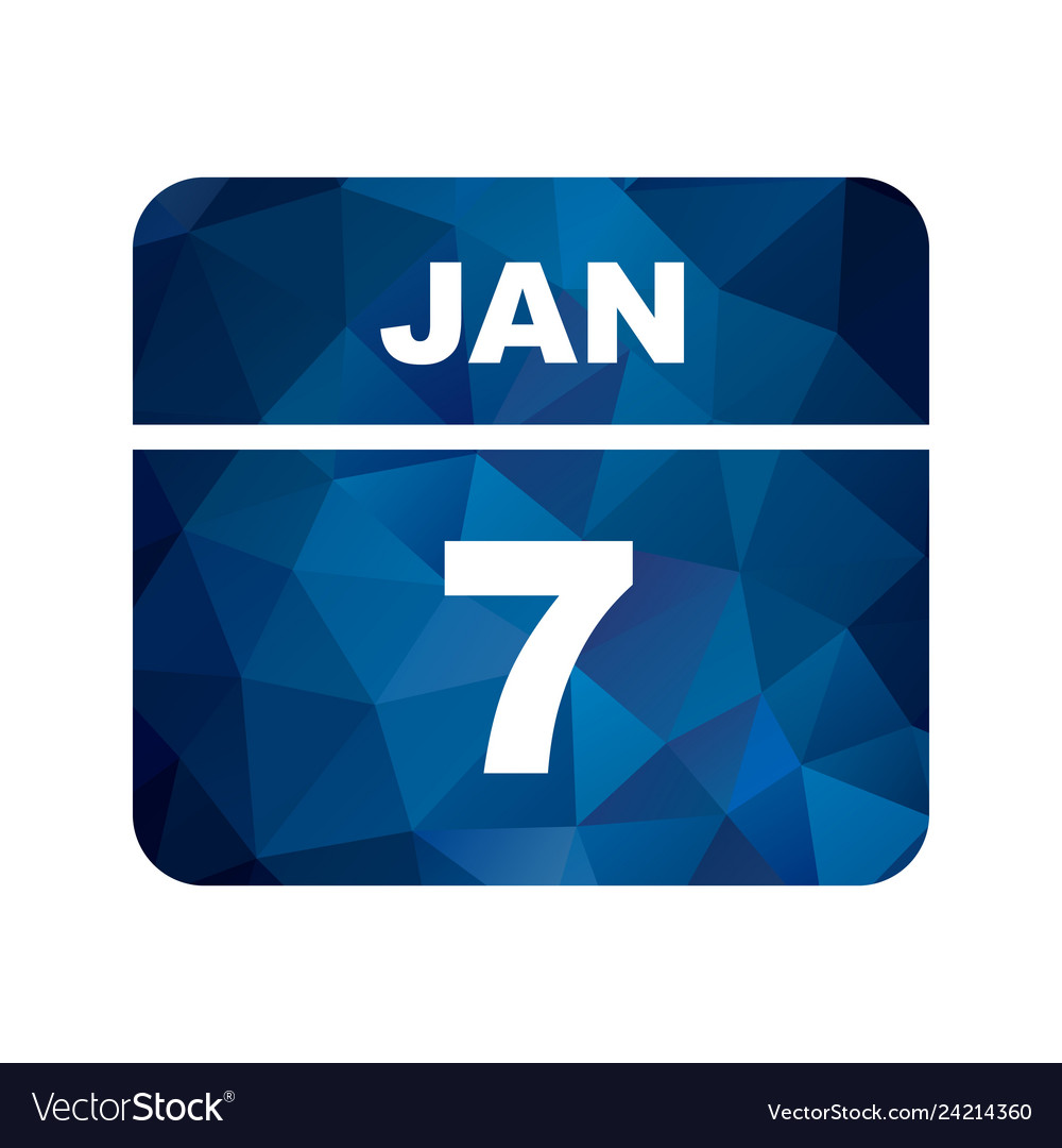 January 7th date on a single day calendar Vector Image