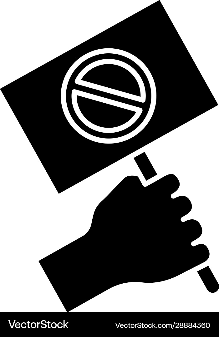 Protest banner in hand glyph icon Royalty Free Vector Image
