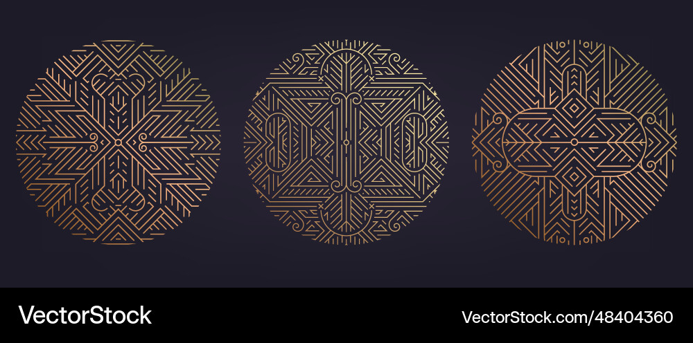 Set of art deco frames adges abstract Royalty Free Vector